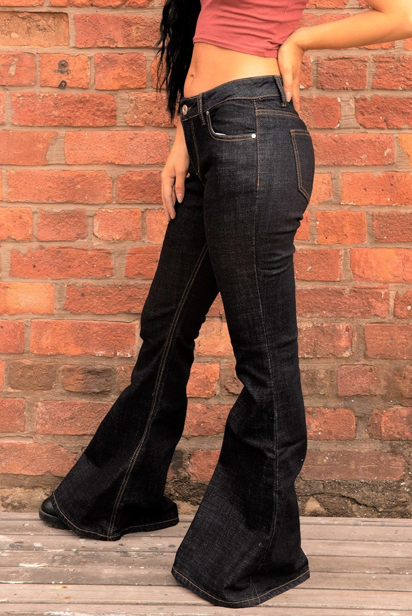 Wide Flared Jeans Dark Blue Indigo Glamour Outfitters