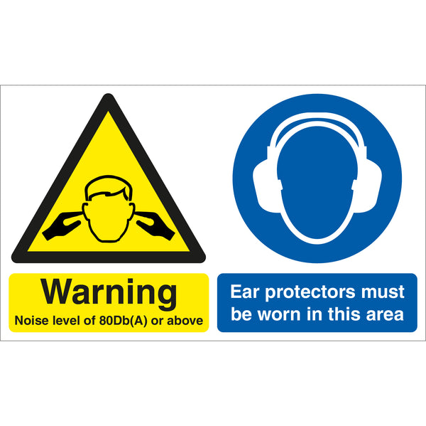 Warning Noise Hazard Noise Level Ear Protectors Must Be Worn Sign