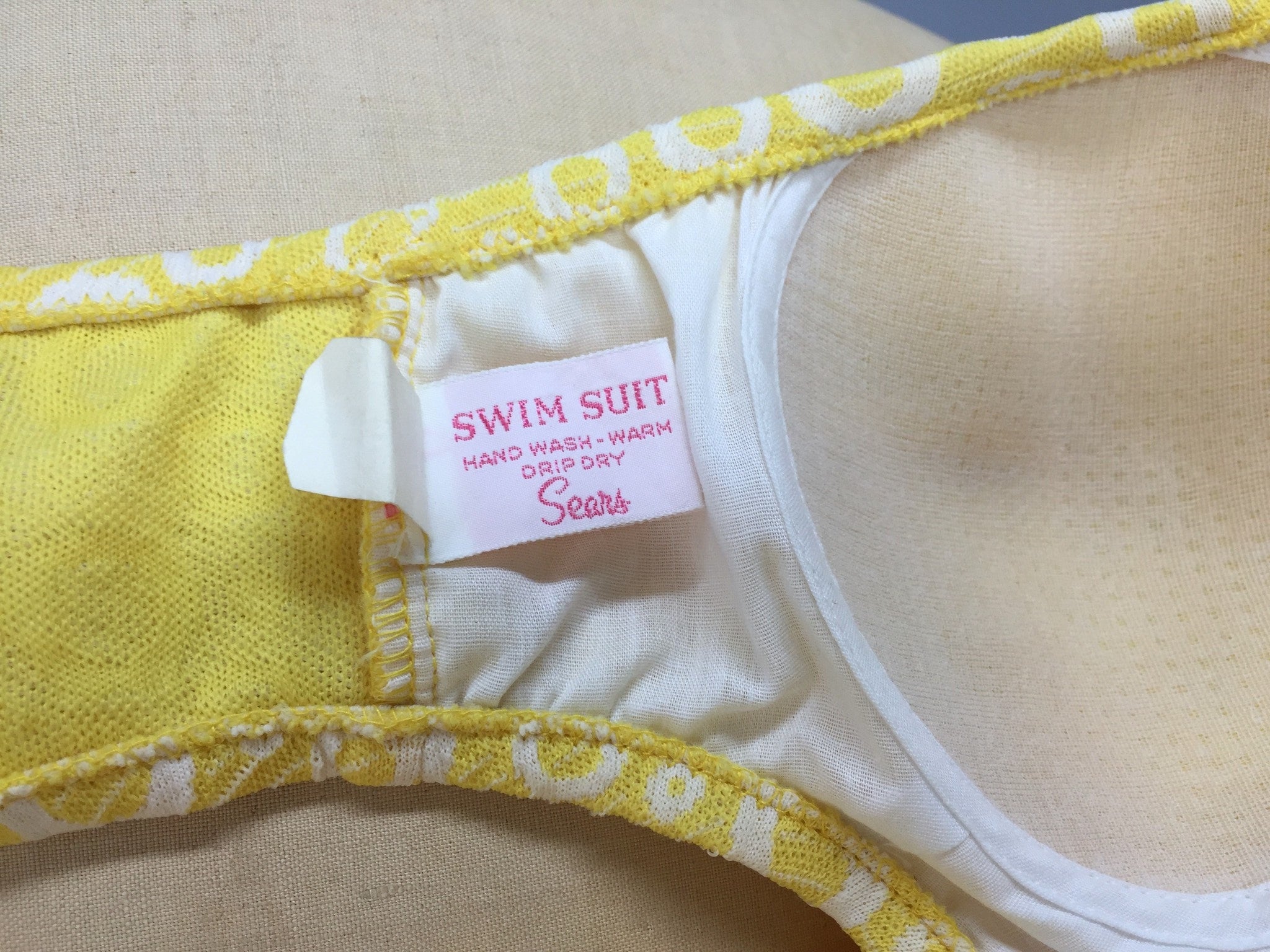 Vintage 1960s Bikini Itsy Bitsy Teeny Weeny Yellow Polka Dots