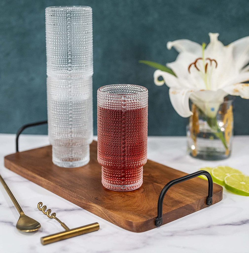 Hobnail Stackable Drinking Glasses Set Of 4 Greenline Goods