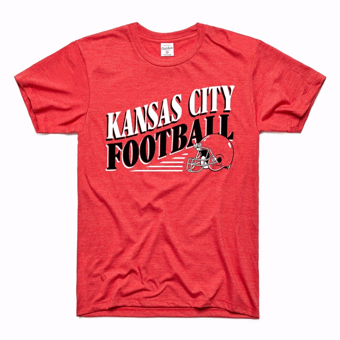 Charlie Hustle Kansas City Football Tee Red Made In Kc