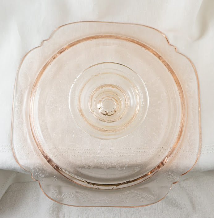 Footed Cake Plate Recollection Pink By Indiana Glass 2 Hippies Vintage