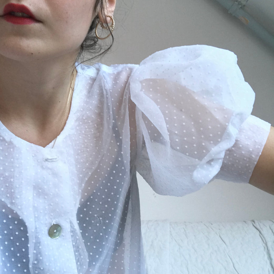 Puffy Polka Dot Sheer Blouse Hôtel Vetements