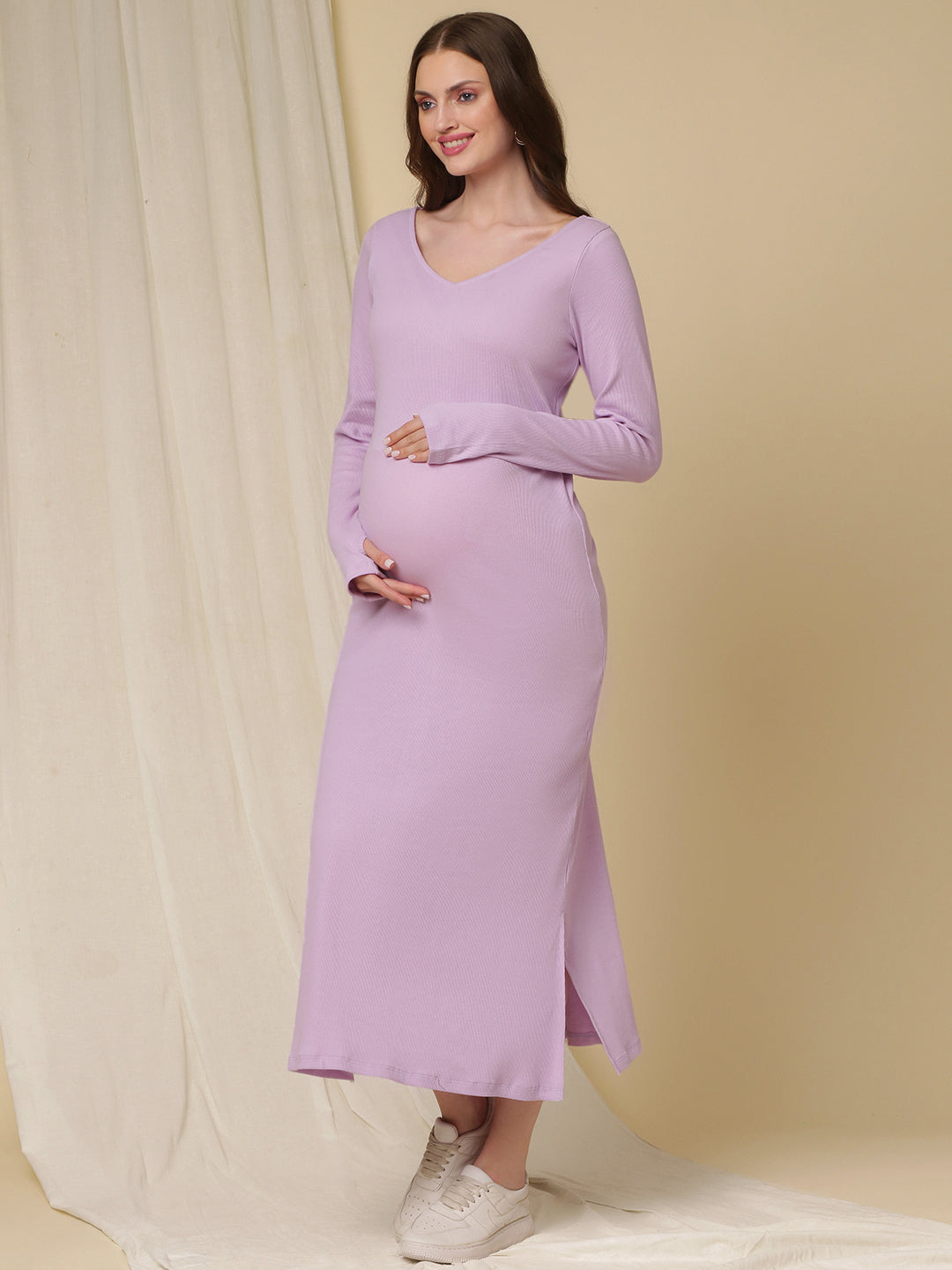 Buy Maternity Bodycon Dress Purple