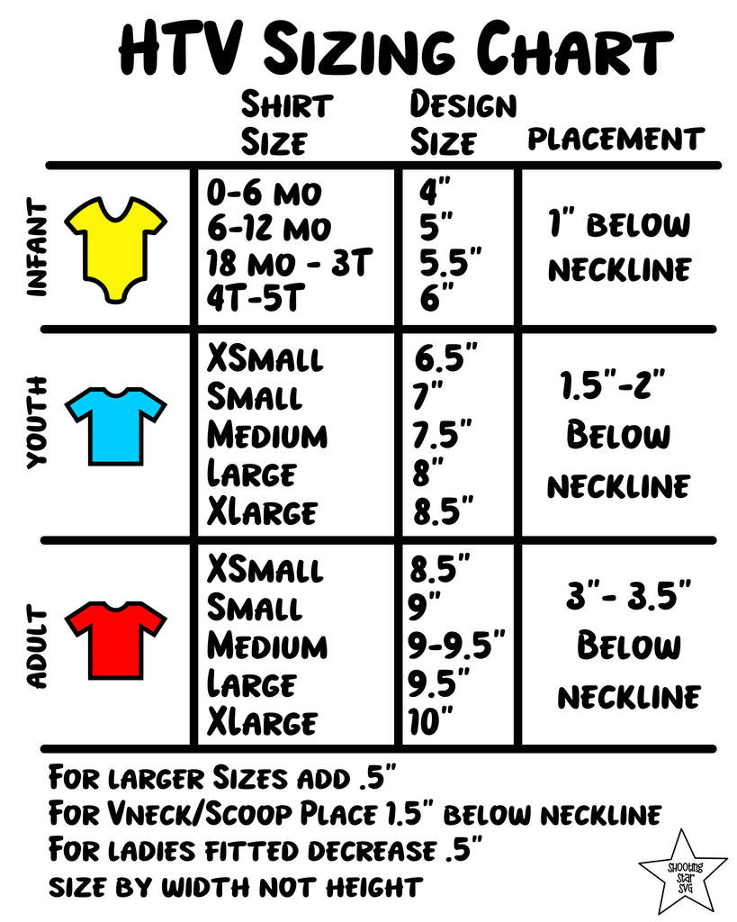 Design Cheat Sheet Htv Sizing Chart Pin By Debbie Steinhaus On Craft