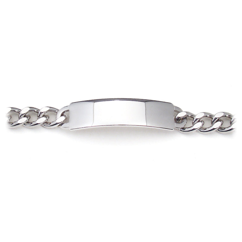 Mens Id Bracelet Engravable Classic Silver Polished Plaque Speidel