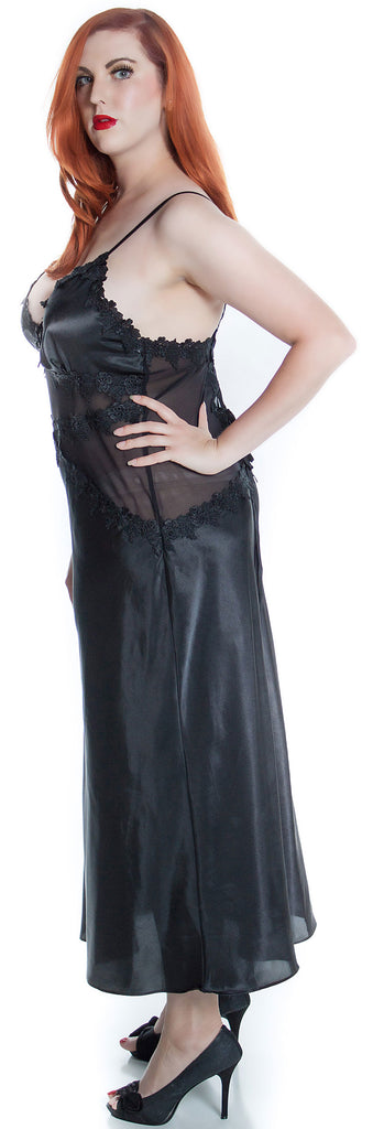 Womens Super Plus Size Silky Nightgown With Venice Lace 6074xx