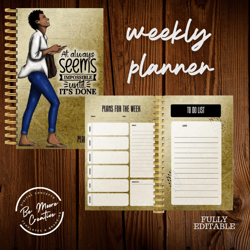 Weekly Planner Template Canva Bemoore Creative