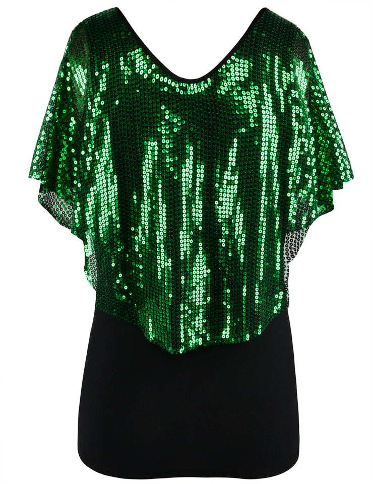 Womens Cold Shoulder Sequin Tunic Tops Prettyguide