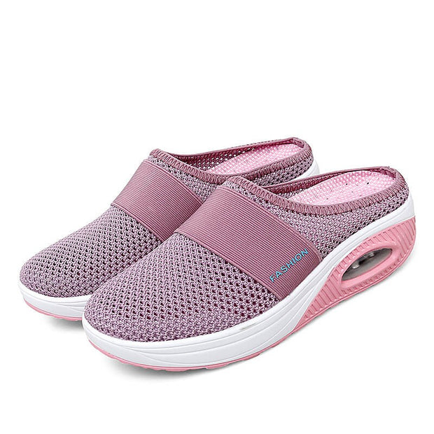 Womens Breathable Lightweight Air Cushion Slip On Walking Slippers