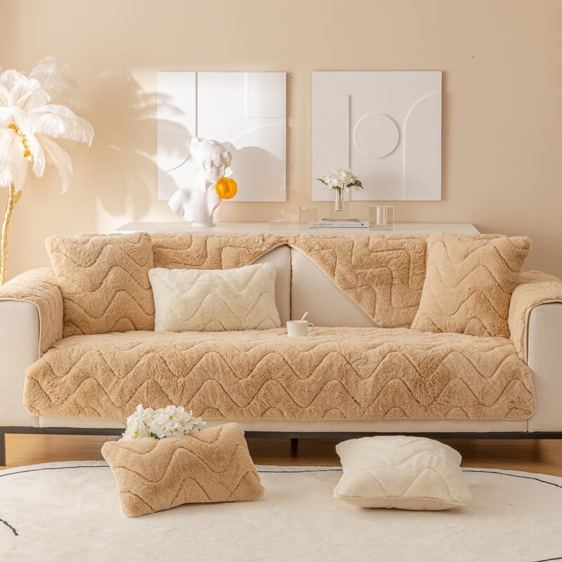 Faux Fur Sofa Couch Cover Plush Shaggy Sectional Couch Covers Knitfirst