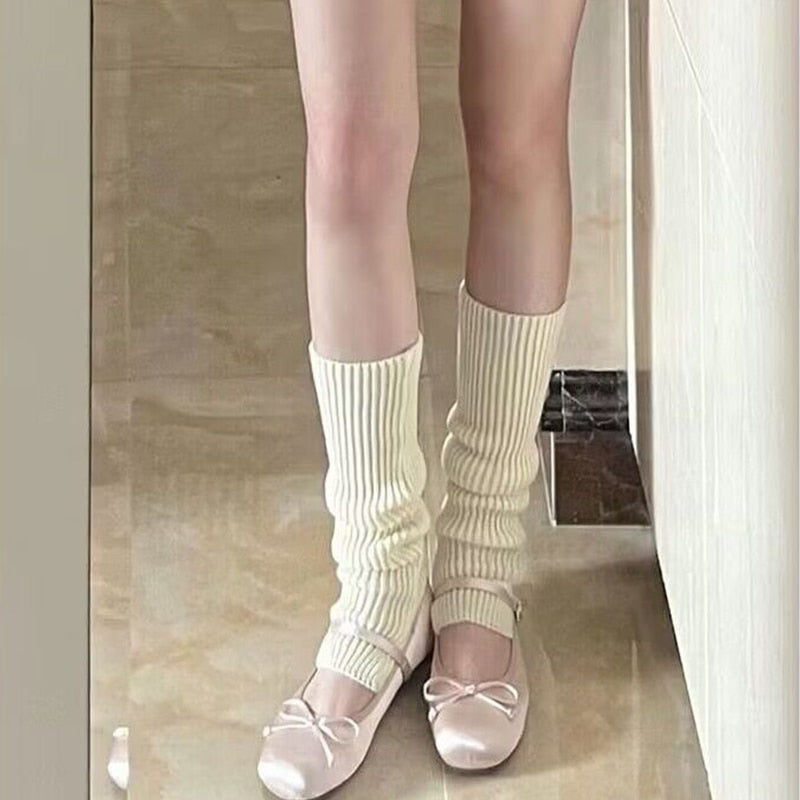 Kawaii Balletcore Aesthetic Gyaru Rib Knit Leg Warmers Slouchy Socksn