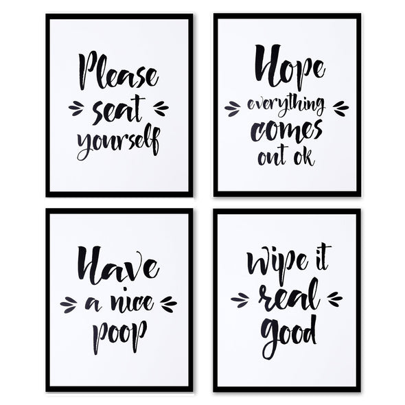 Outshine Funny Bathroom Wall Decor Art Prints Set Of 4 8x10 Unfram