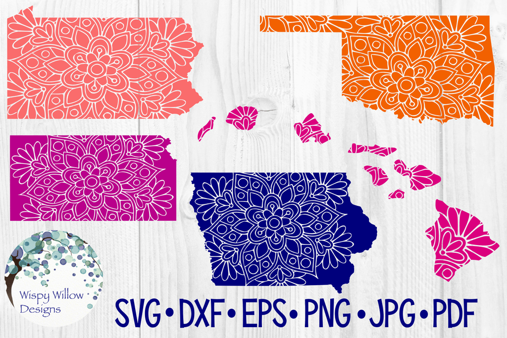 50 State Mandala Svg Bundle Usa Wispy Willow Designs Company