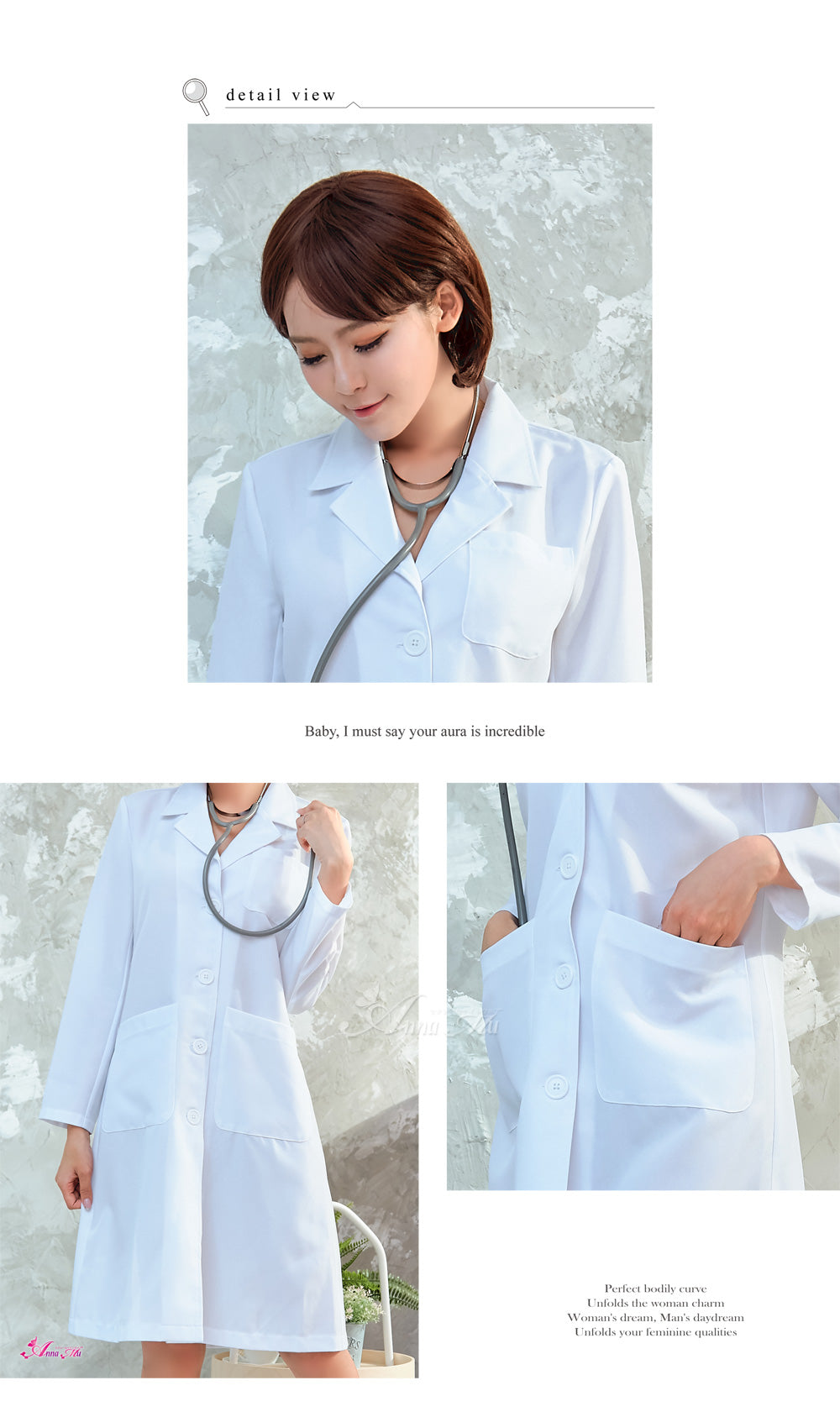 Lingeriecats Halloween Sexy Doctor Lab Coat Professional White Workwea