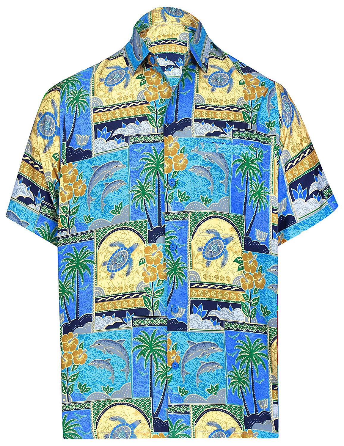 Mens Relaxed Fit Aloha Hawaiian Short Sleeves Button Down Tropcial