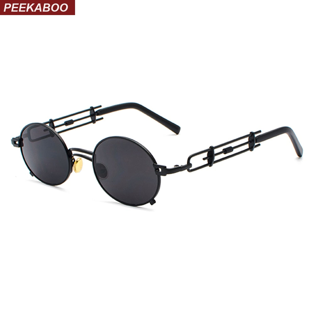 Peekaboo Retro Steampunk Sunglasses Men Round Vintage 2023 Metal Frame