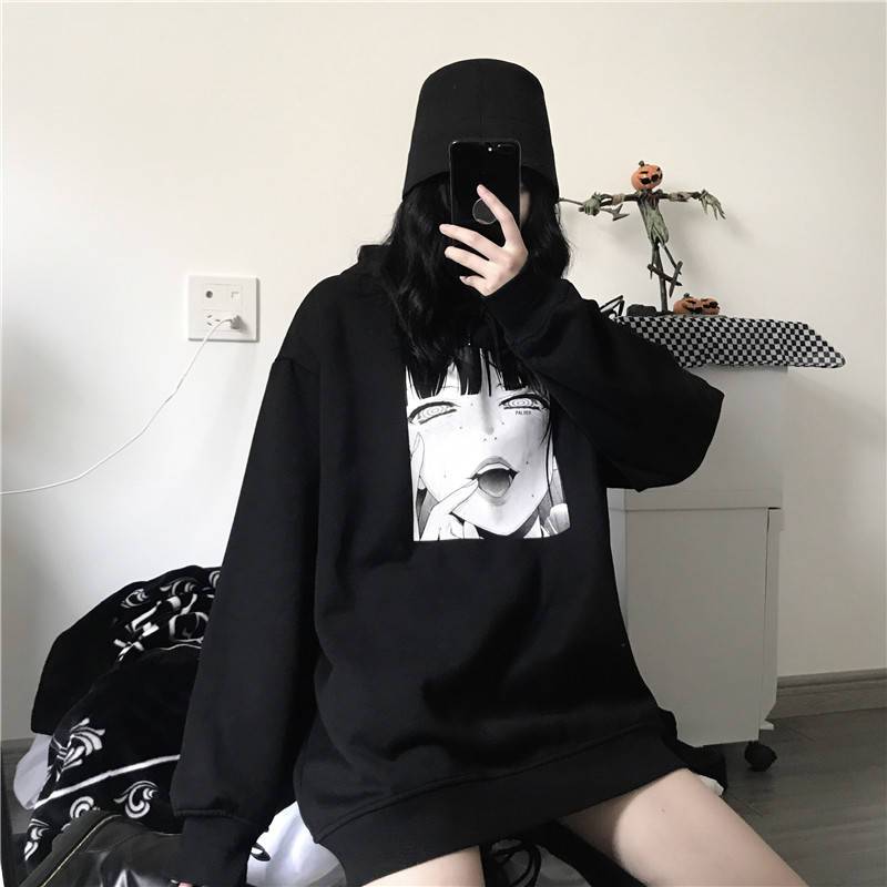 Egirl Anime Printed Edgy Hoodie Cosmique Studio