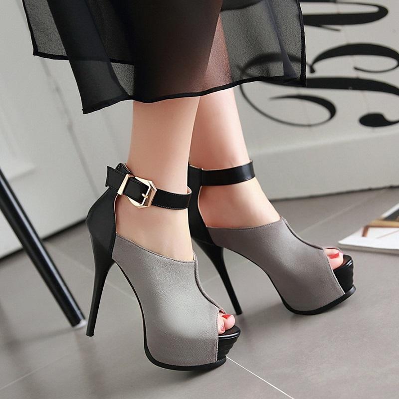 Ankle Strap High Heels Peep Toe Platform Sandals Stilettos