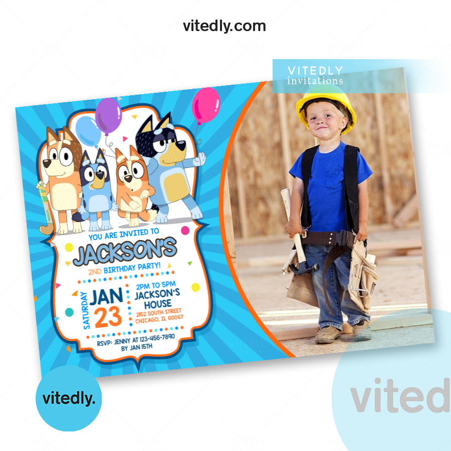 Bluey Birthday Invitation Vitedly