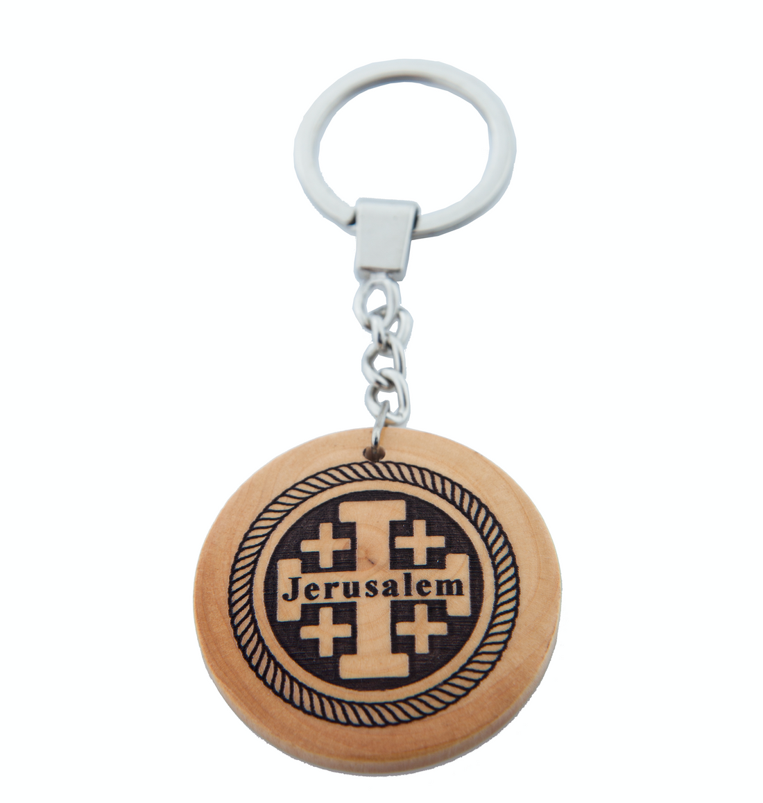 Jerusalem Cross Keychain Olive Wood Bethlehem Handicrafts