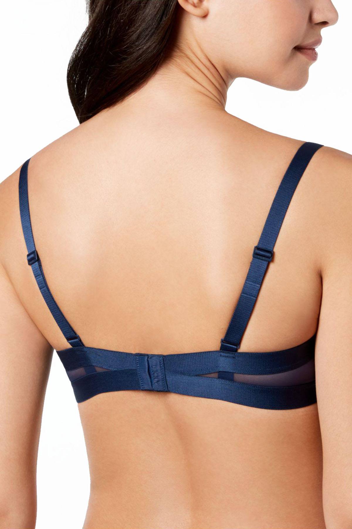 Dkny Ink Blue Mesh Panel Cutout Bra Cheapundies