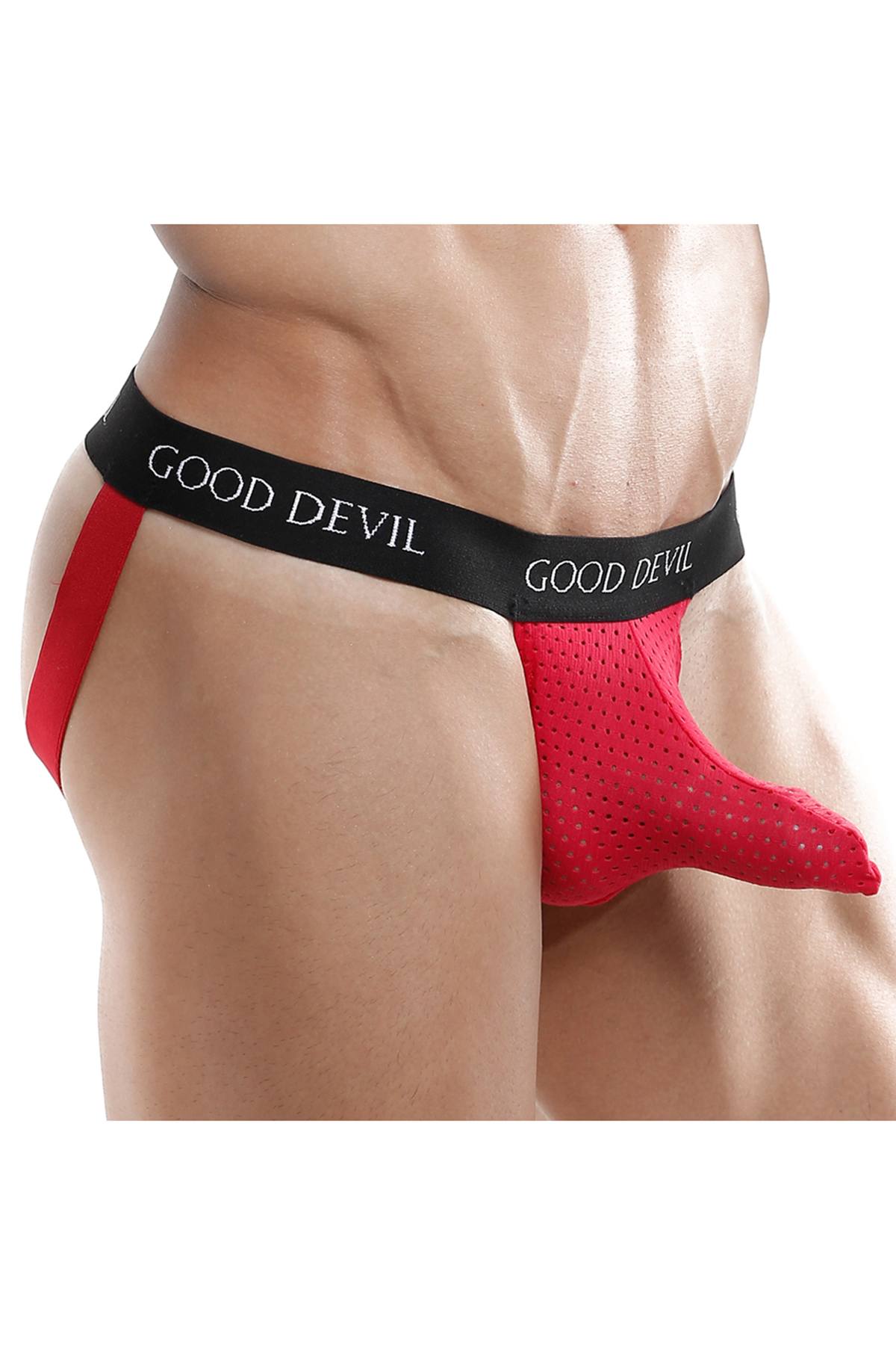 Good Devil Red Sport Mesh Pouch Jockstrap Cheapundies