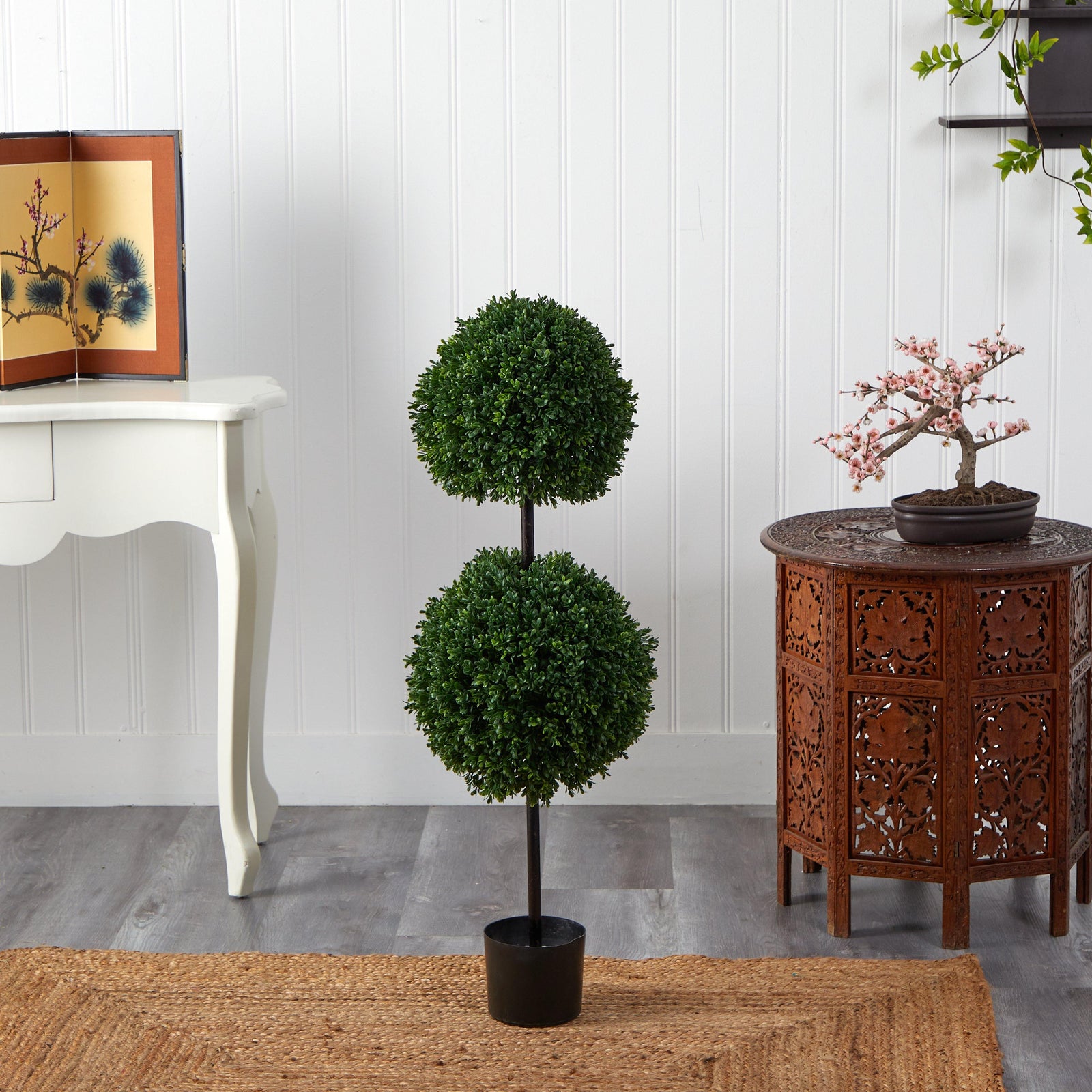 35 Boxwood Double Ball Artificial Topiary Tree Uv Resistant Indoor