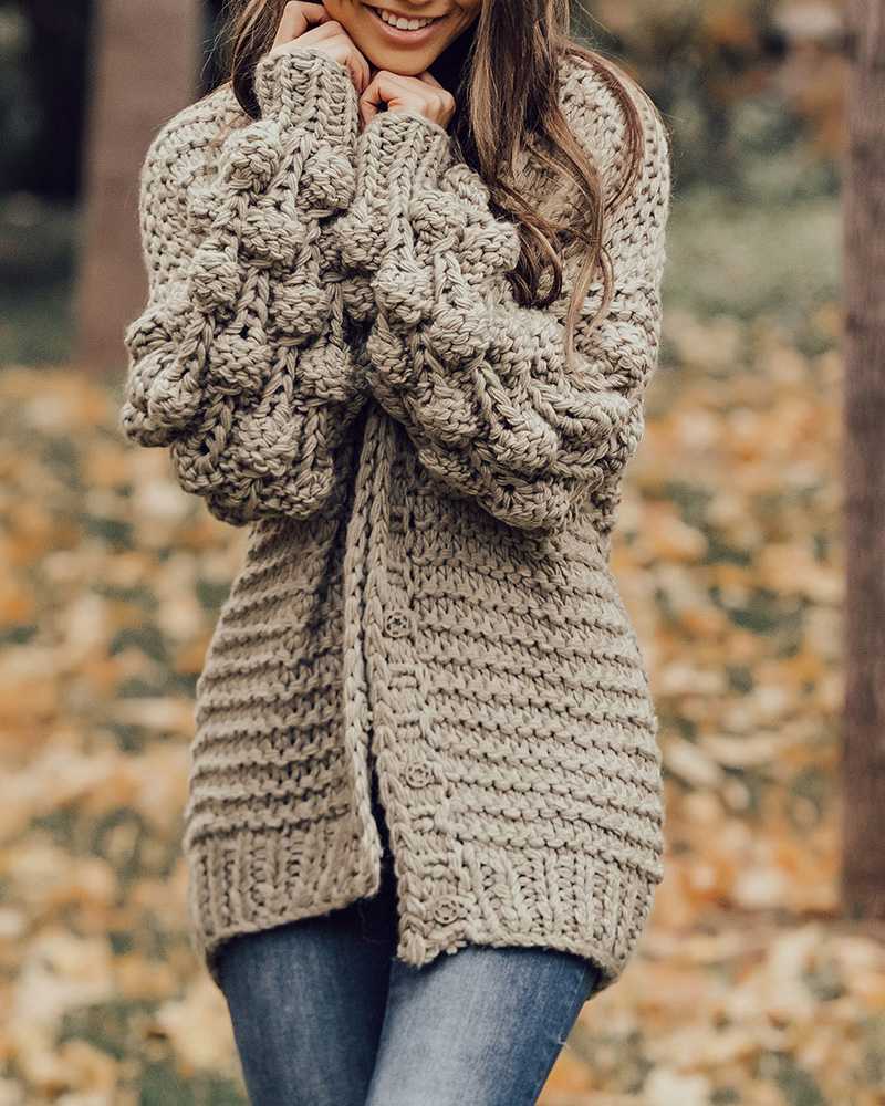 Oversized Chunky Thick Cable Knit Cardigan Sweater Sunifty