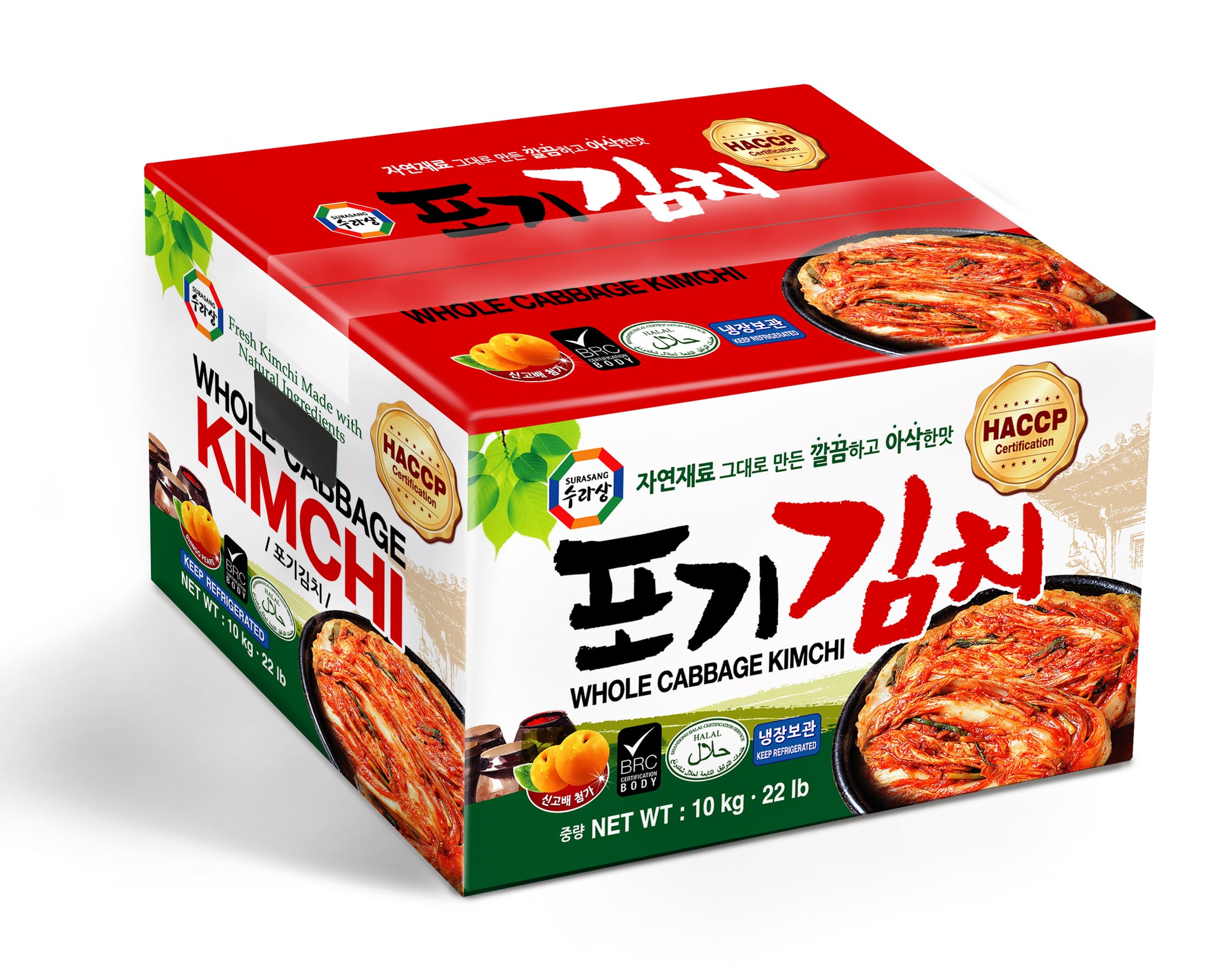 수라상 배추 포기김치 10kg Kimchi 10kg Cabbage Radish Korean Spicy Health Food