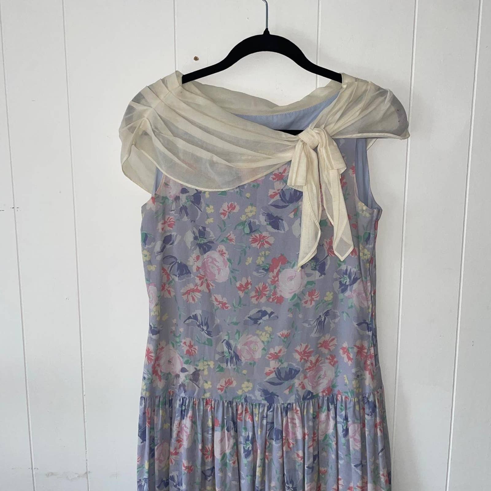 Vintage Early 80s Lilac Floral Drop Waist Dress By Laura Ashley Shop