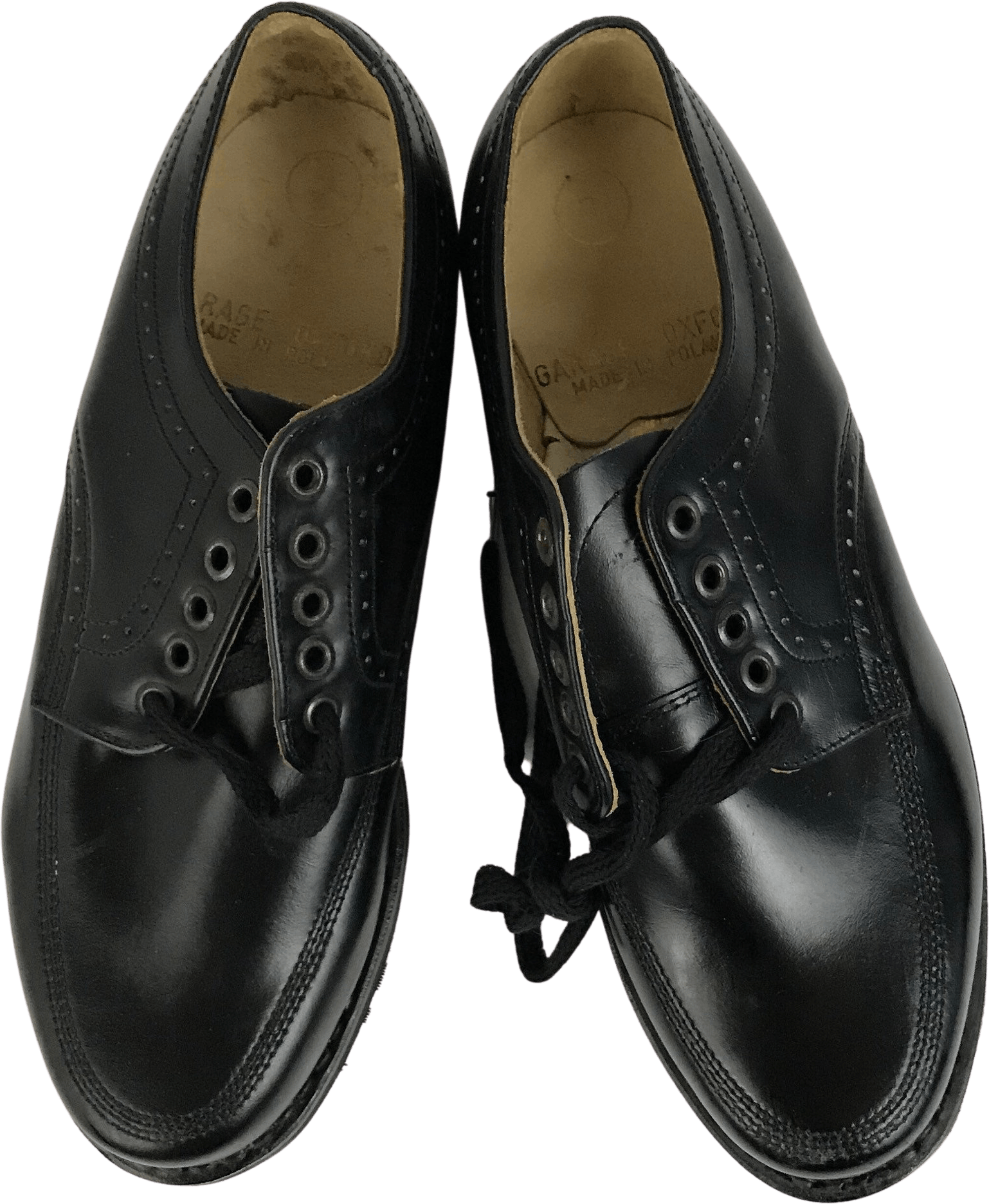 Vintage 60s Black Leather Lace Up Oxfords By Garage Oxford Shop