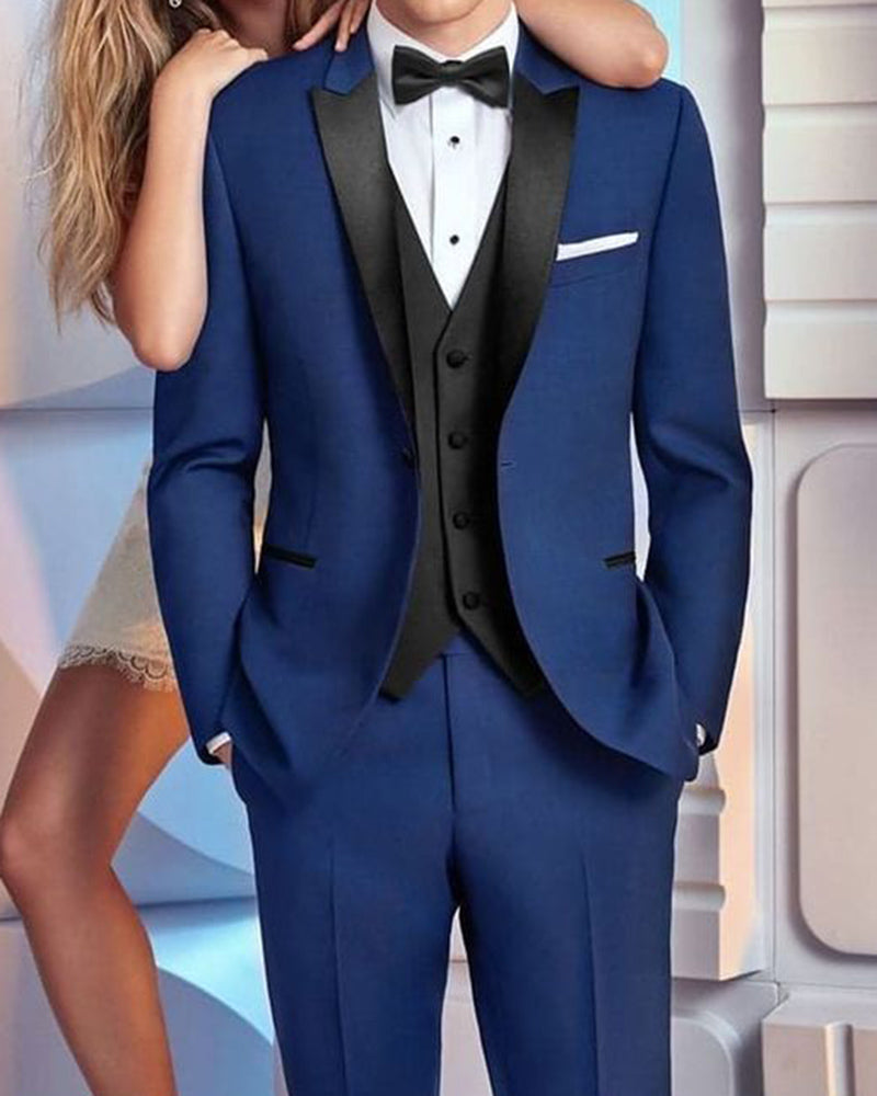 Peak Lapel Blue Wedding Tuxedo Men Prom Suit Two Pieces Jacket Pant