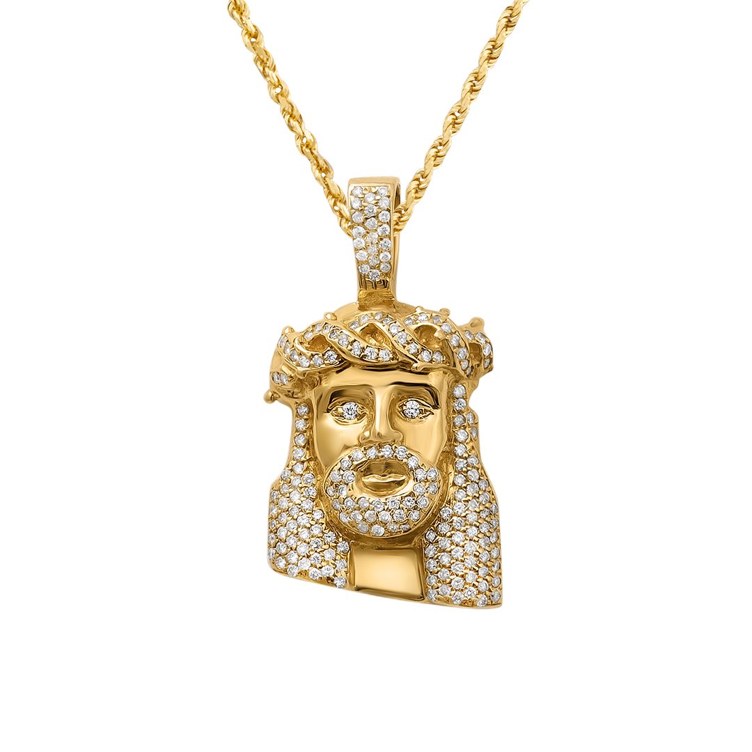 14k Yellow Gold Diamond Jesus Piece Head 175 Ctw Avianne Jewelers