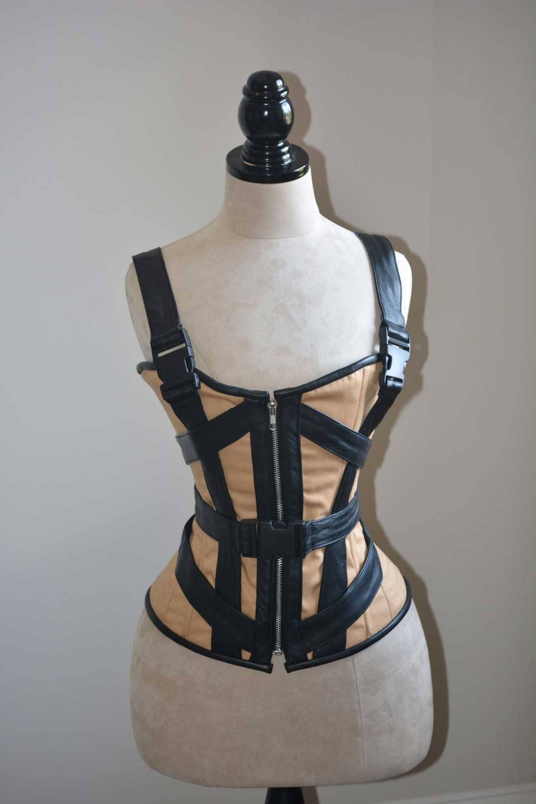 Cosplay Angel Dust Corset From Cotton And Real Black Leather Gothic