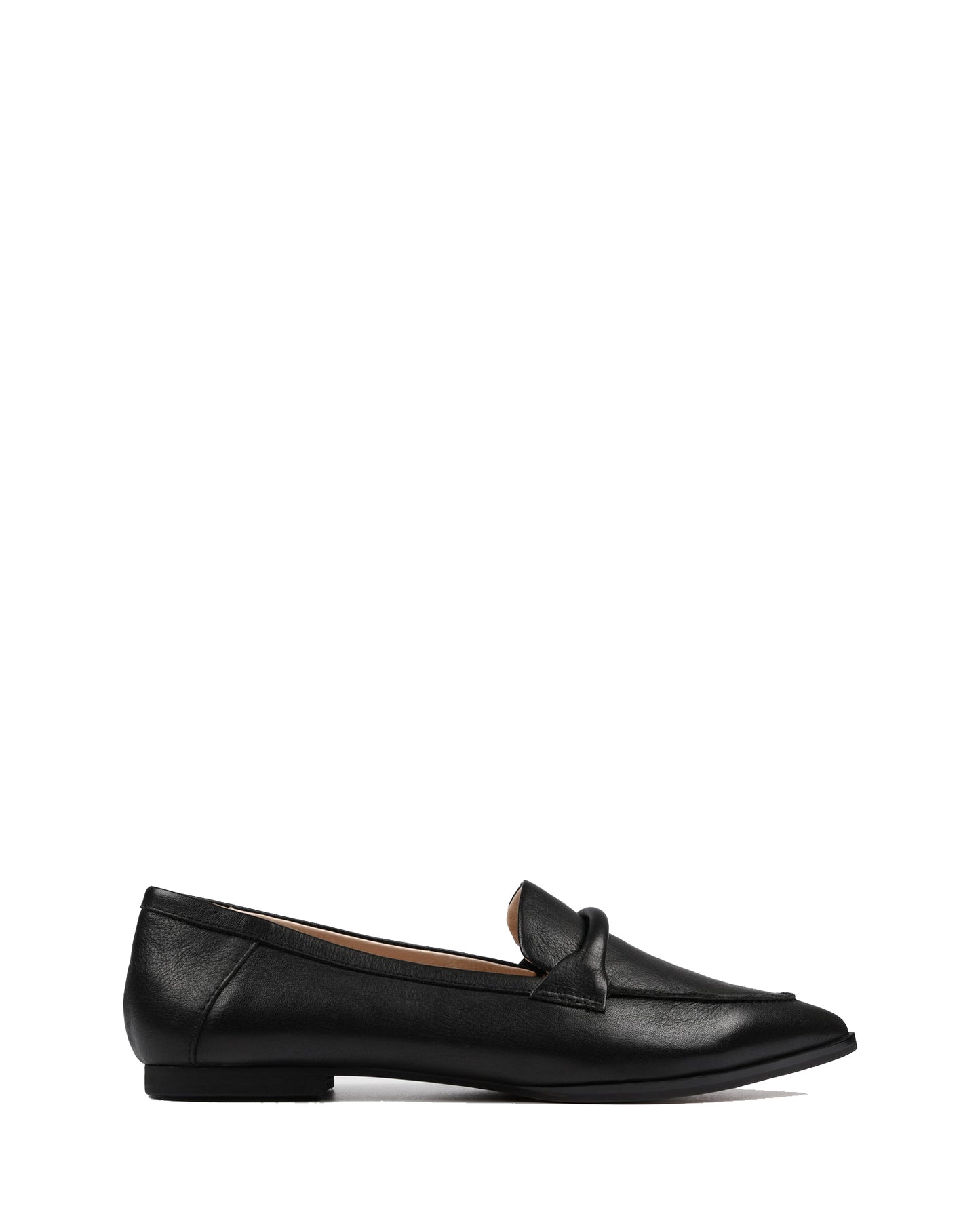 Black Leather Pointy Flats For Women The Royale Peacock