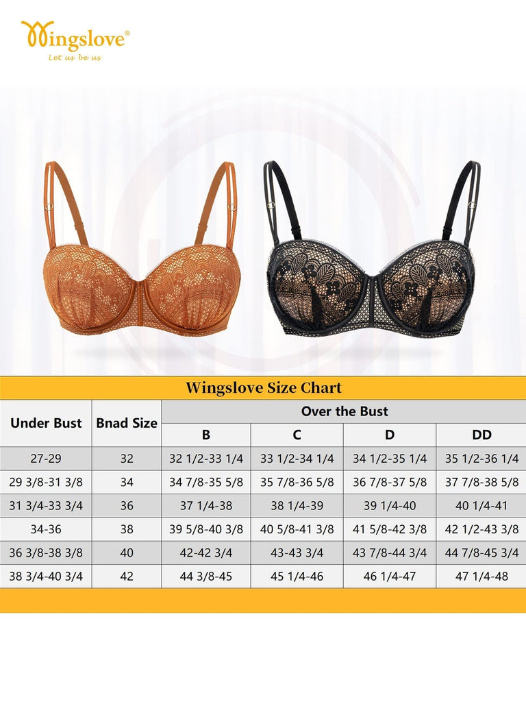 Push Up Bra Full Figure Strapless Pleated Lace Multiway Bra Caramel