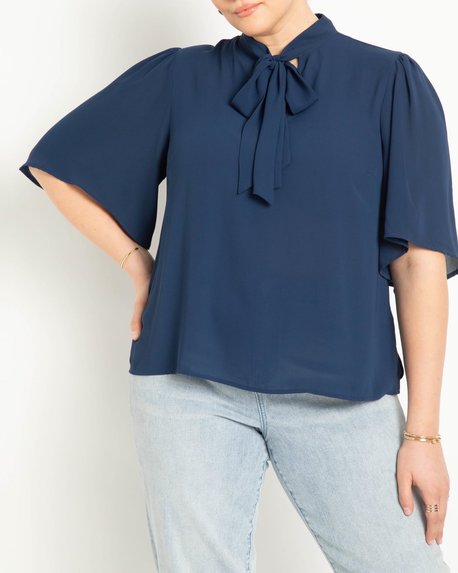 Plus Size Bow Blouse