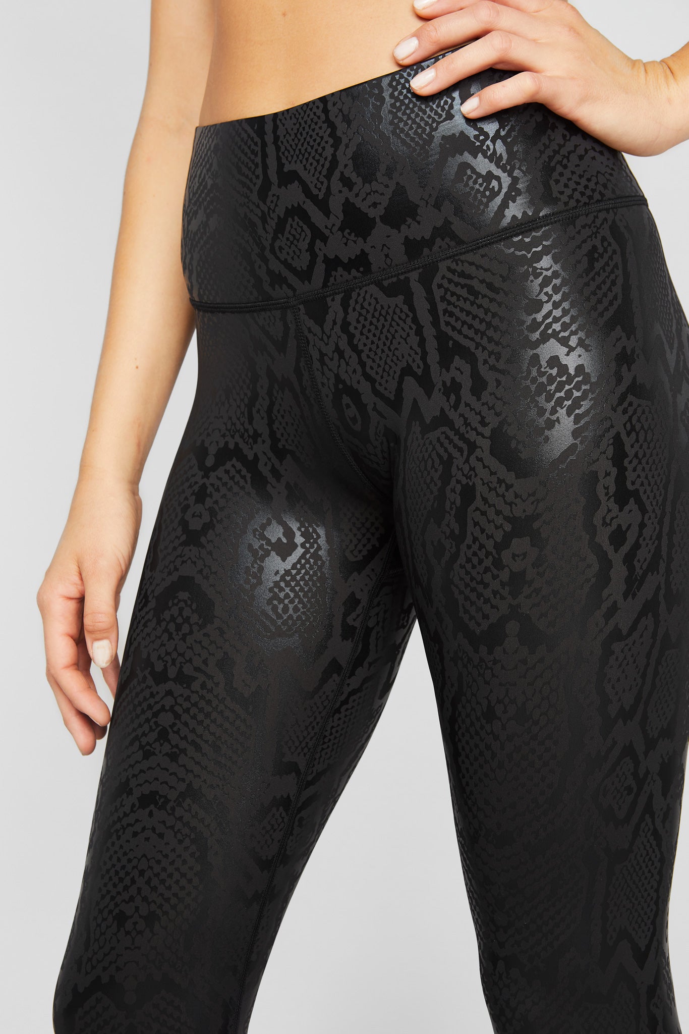 Obsidian Snakeskin Foil Super High Band Leggings Terez