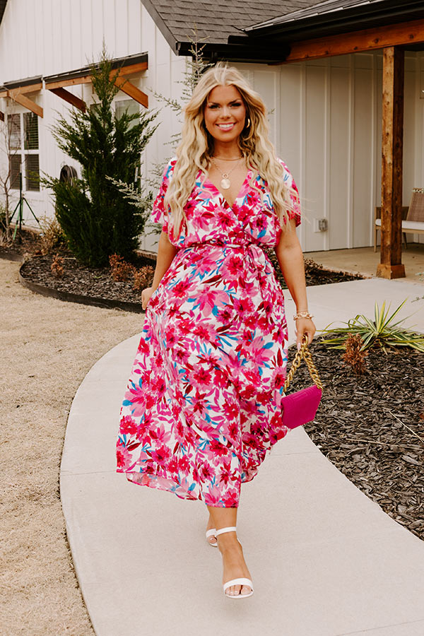 Just Met You Floral Maxi In Fuchsia Curves • Impressions Online Boutique