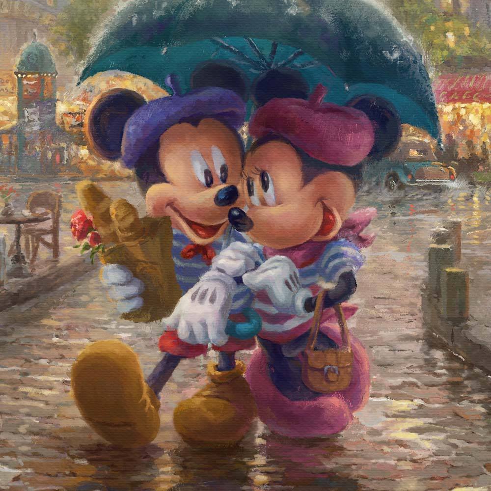 Mickey And Minnie In Paris Limited Edition By Thomas Kinkade Studios