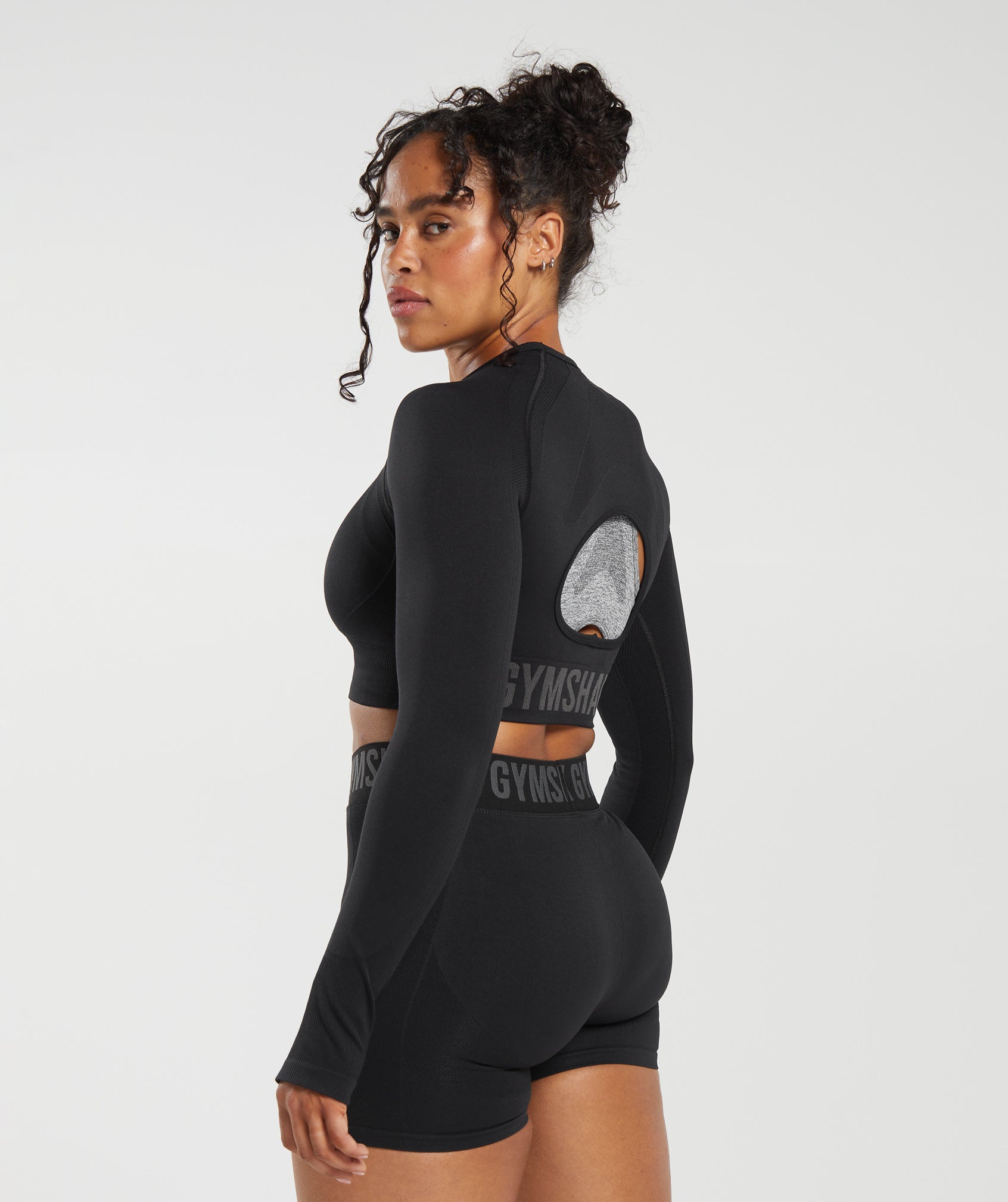 Gymshark Flex Sports Long Sleeve Crop Top Black Gymshark