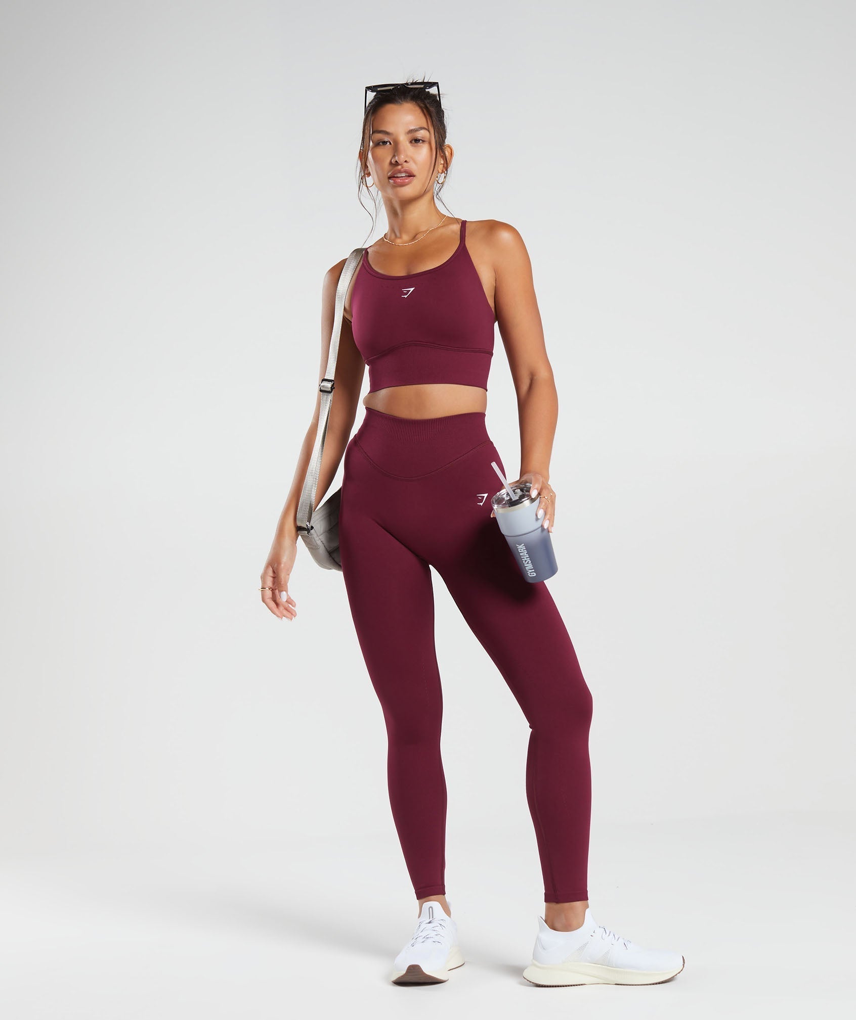 Gymshark Sweat Seamless Longline Sports Bra Plum Pink Gymshark