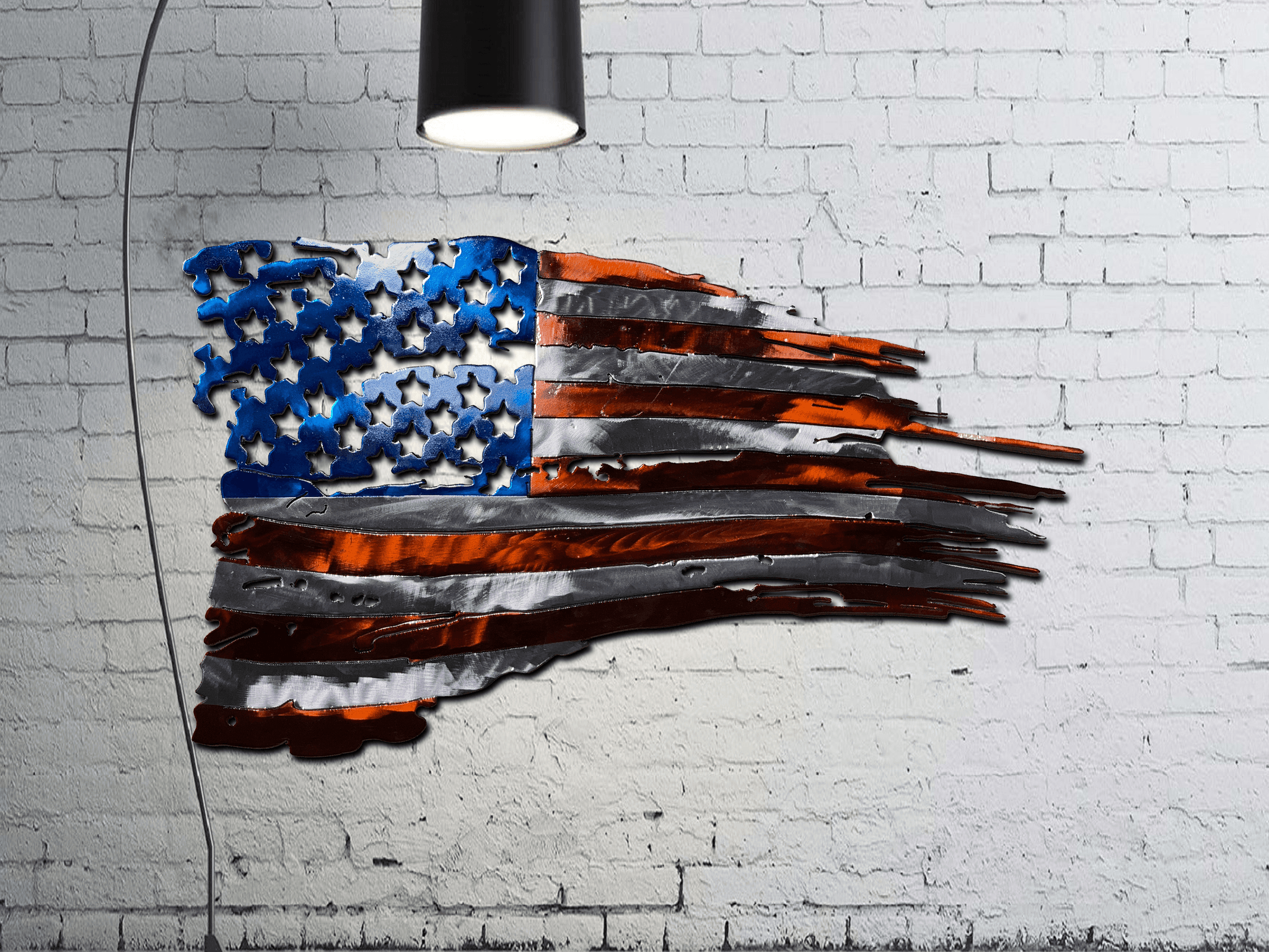 Tattered American Flag Custom Metal Wall Art Texas Metal Makers