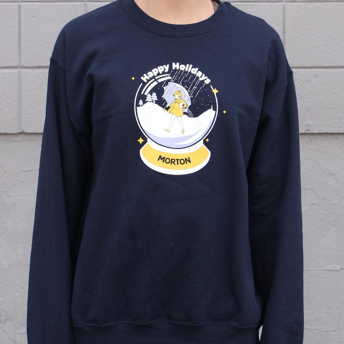 Morton Salt Happy Holidays Navy Crew Sweatshirt Route One Apparel