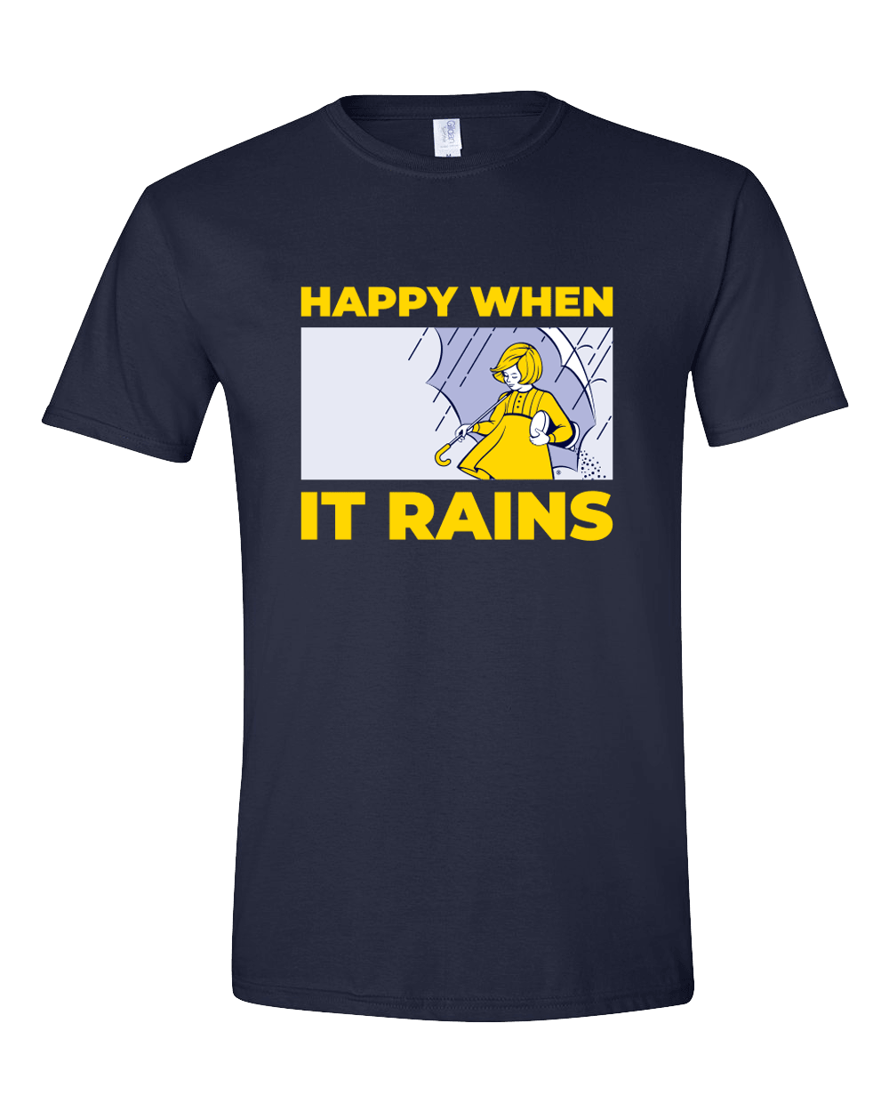 Morton Salt Happy When It Rains Navy Shirt Route One Apparel