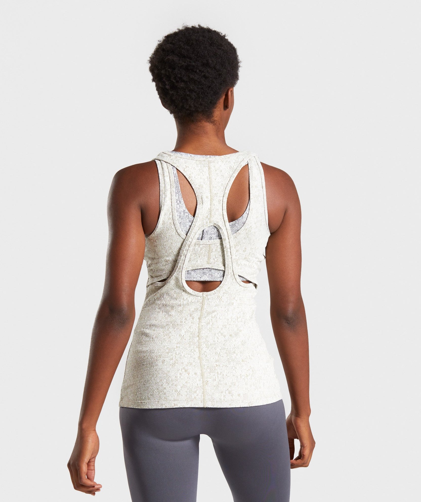 Gymshark Fleur Texture Vest Washed Khaki Marl Gymshark