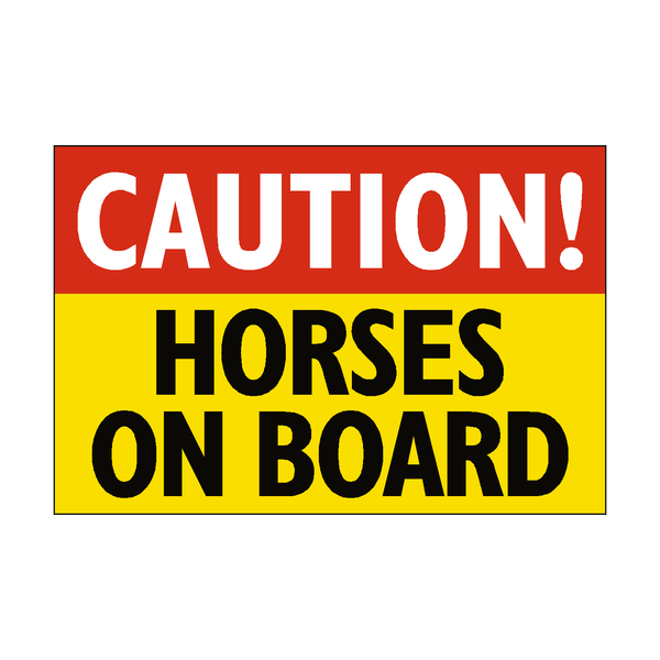 Caution Horses On Board Sticker Safety Uk