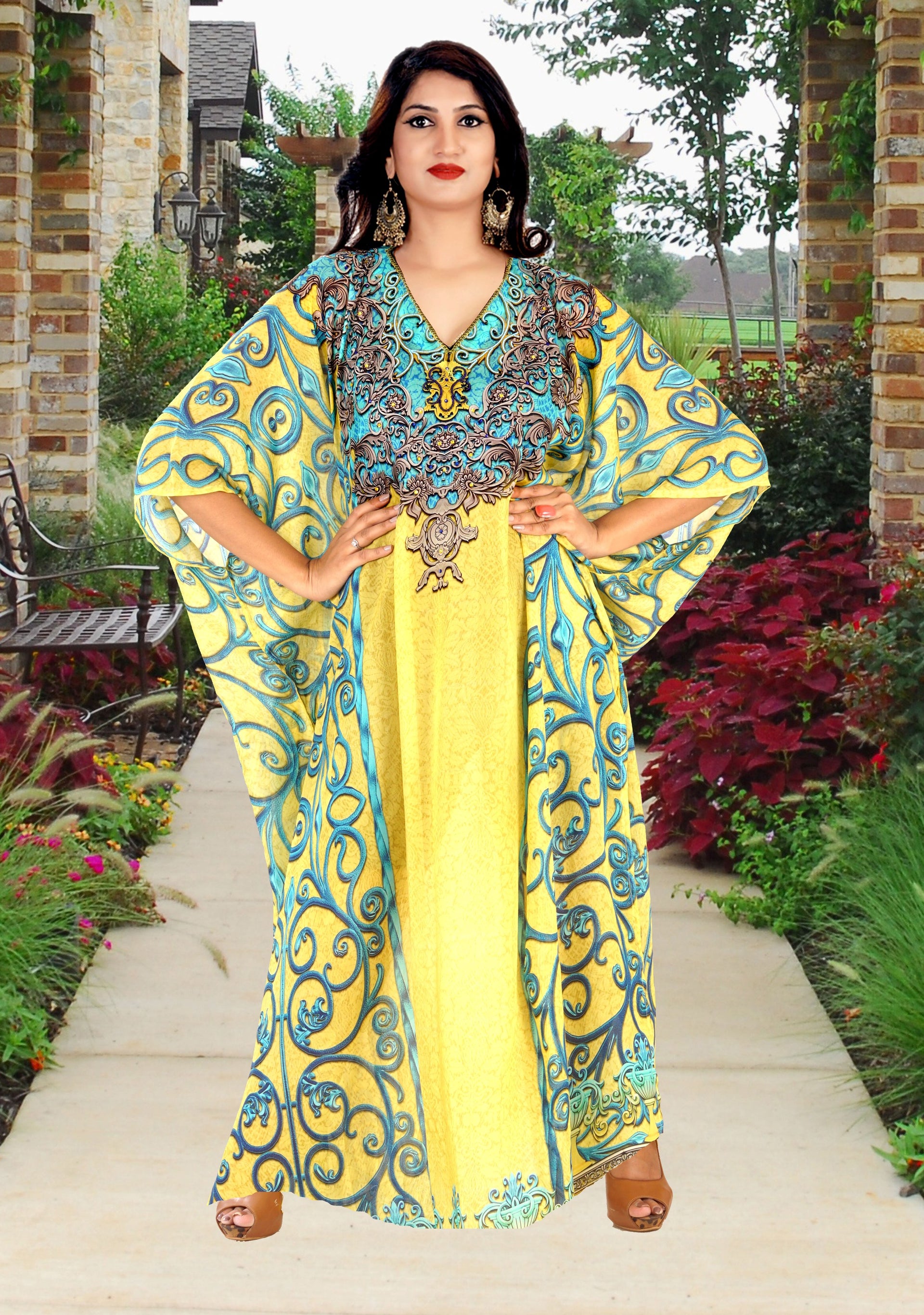 Plus Size Kaftan Silk Maxi Dress Kaftan Designer Print Kaftan Dress Si