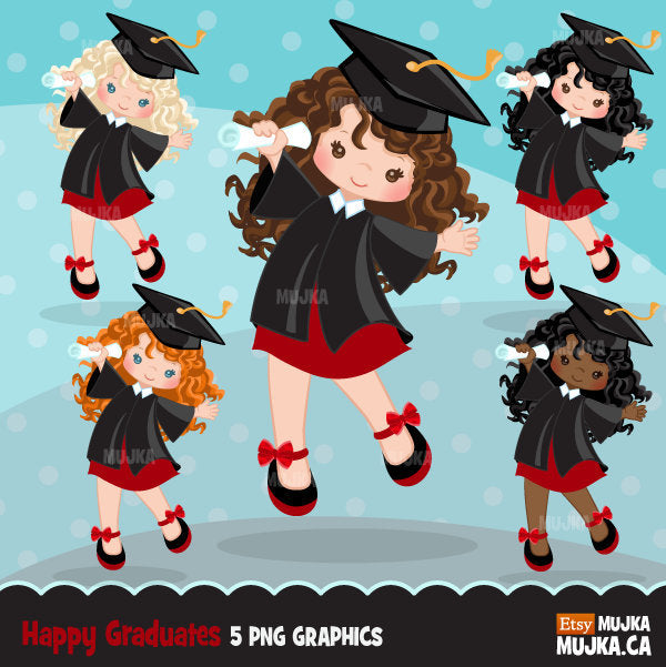 Brown Hair Girl Graduation Clipart School Graphics Mujka Cliparts